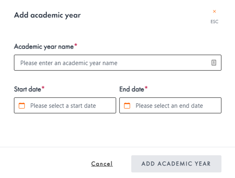 Setting up academic years and term dates
